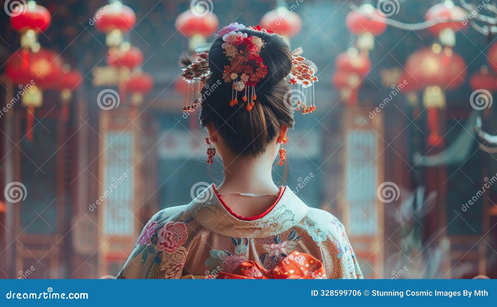 A Beautiful Japanese Princess Wearing a Junihitoe Stock Illustration ...