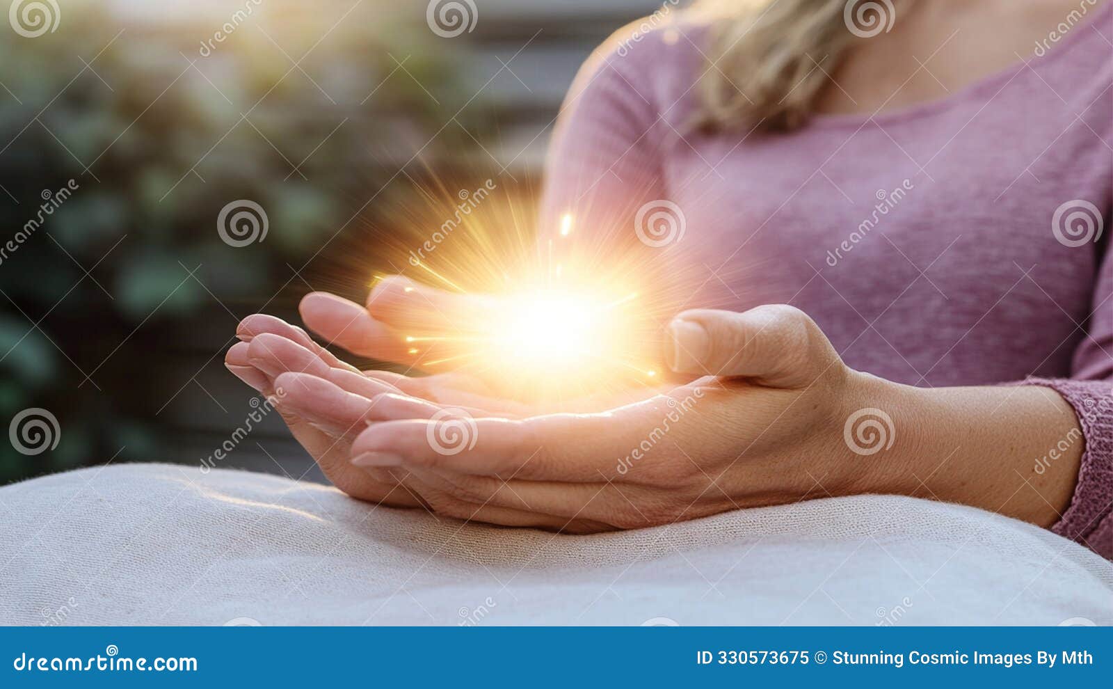 Healer Woman Practicing Energy Healing Emitting Powerful Glowing Light ...