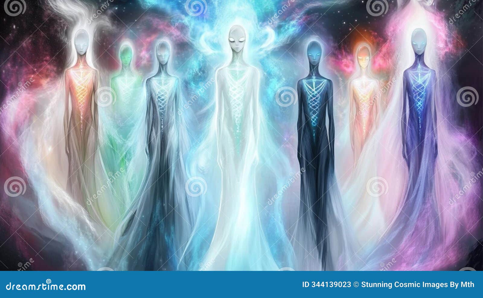 A Group of Colorful High Dimensional Alien Extraterrestrial Beings in a ...