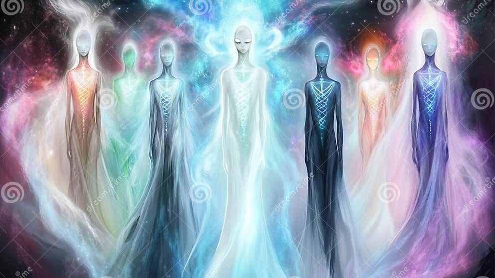 A Group of Colorful High Dimensional Alien Extraterrestrial Beings in a ...