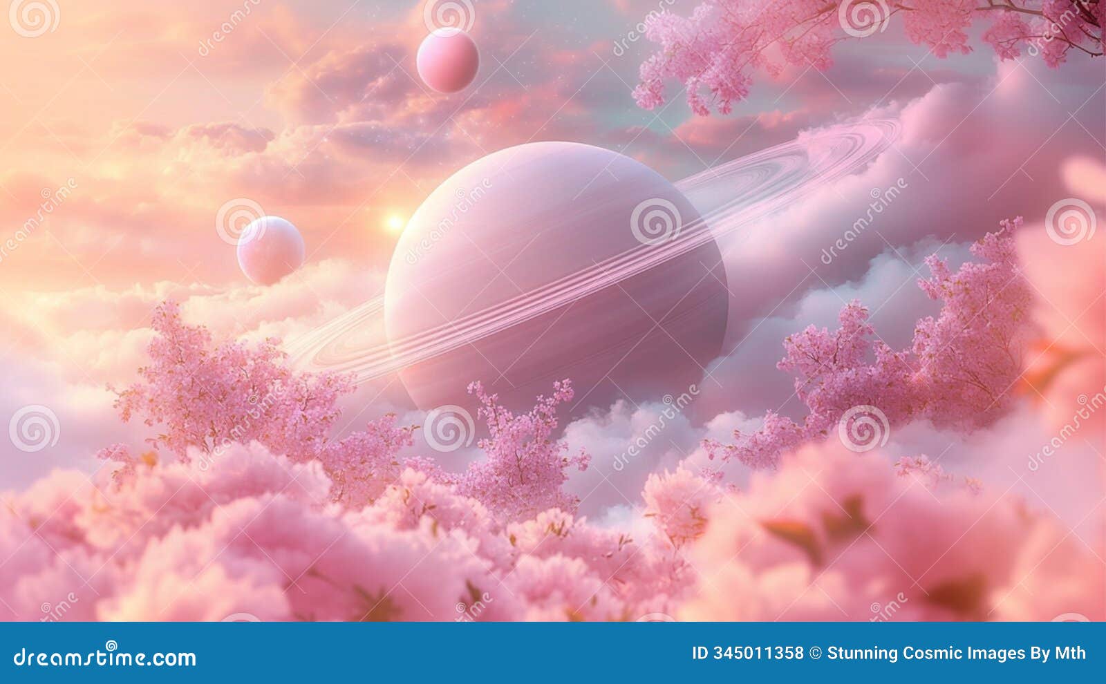 Dreamy Planet Saturn in Pastel Colors in a Cosmic Fantasy Background ...