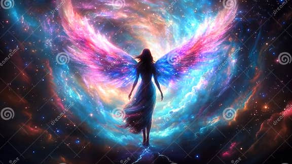 Gorgeous Angel Woman with Angelic Wings in an Ethereal Astral ...