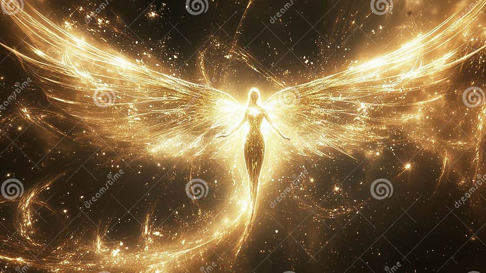 Majestic Powerful Astral Golden Light Angel (Ethereal Archangels) Stock ...