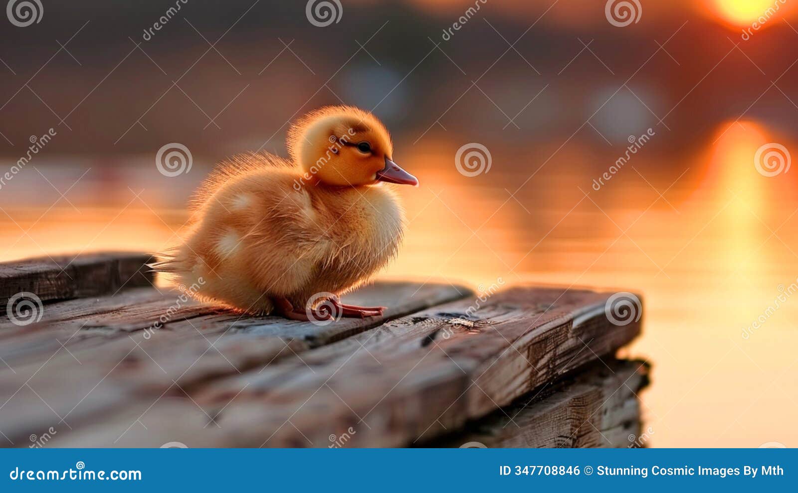 A Beautiful Baby Duck at a Lake at a Sunset or Sunrise Stock ...