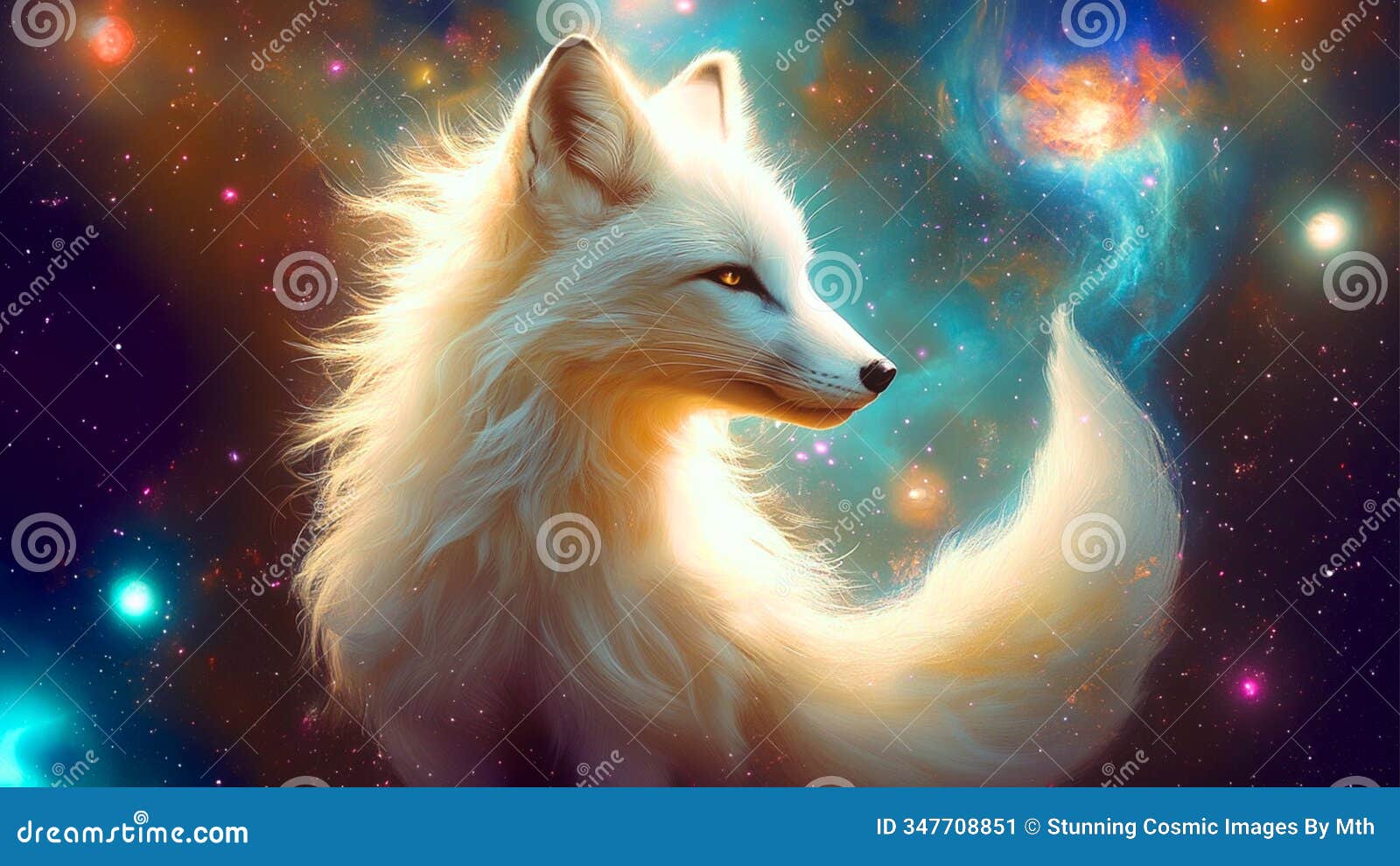 Beautiful Cosmic Fox in a Fantasy Universe Background Stock ...