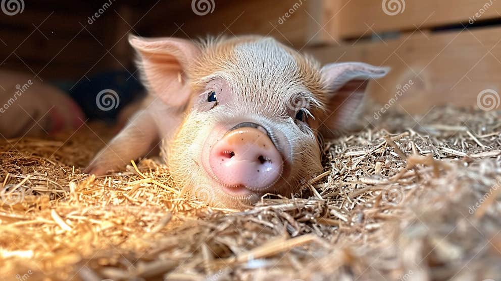 Closeup of a Cute Pig in a Farm Stock Illustration - Illustration of ...