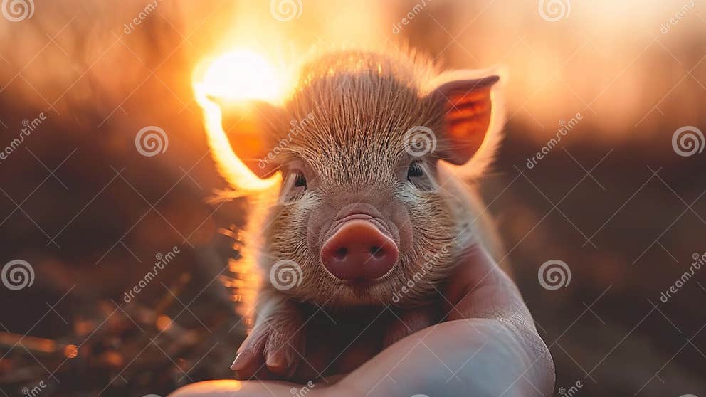 Holding or Hugging Tight a Cute Little Pet Pig Stock Illustration ...