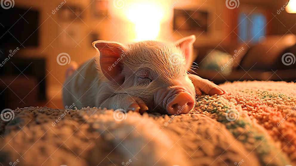 Cute Little Home Pet Pig Sleeping or Napping Stock Illustration ...