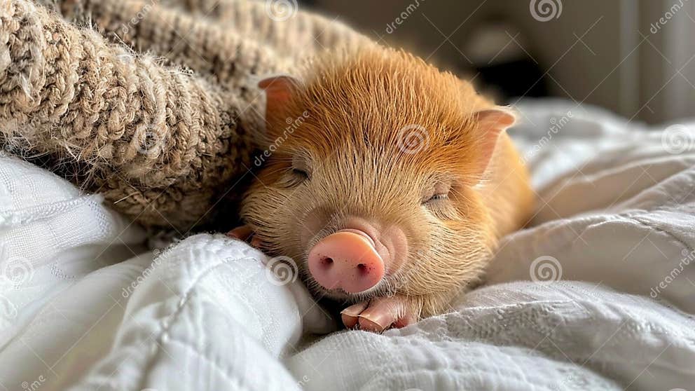 Cute Little Home Pet Pig Sleeping or Napping Stock Illustration ...