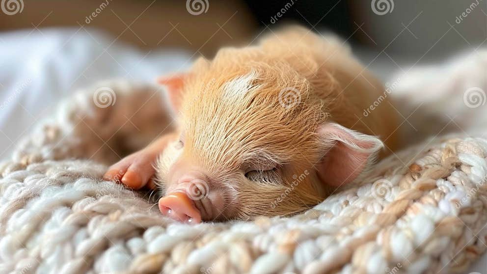 Cute Little Home Pet Pig Sleeping or Napping Stock Illustration ...