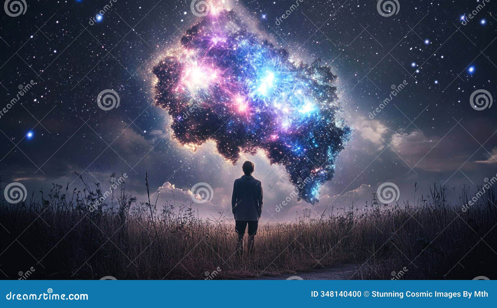 Pensive Starseed Man Introspecting, Reflecting, Contemplating while ...