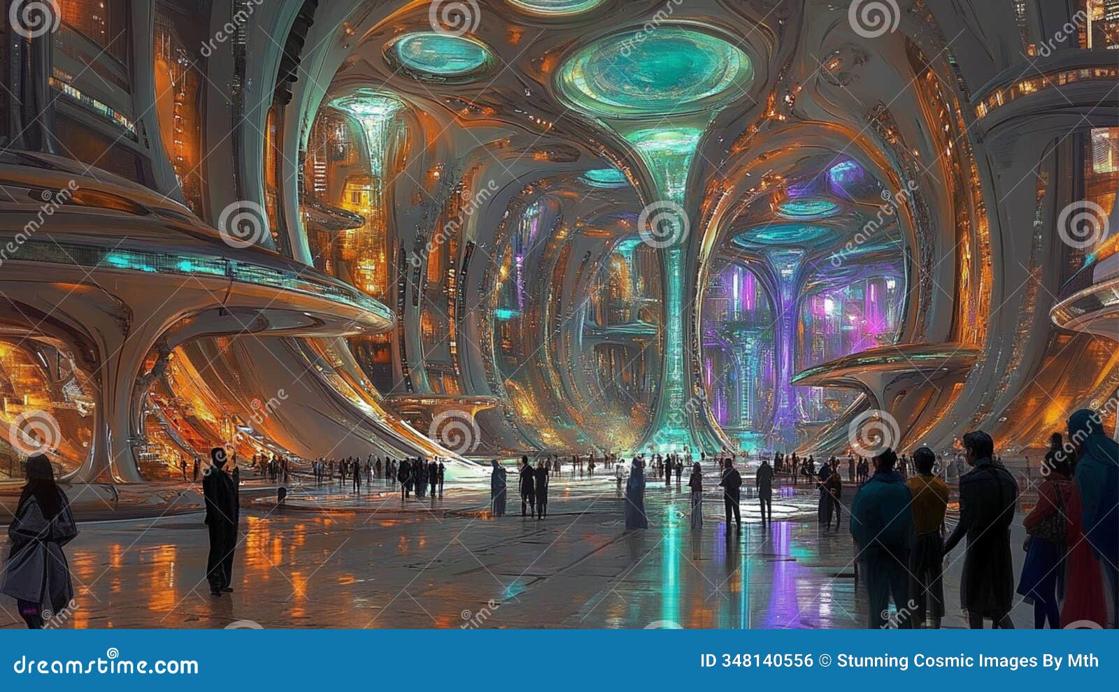 Alien Futuristic City with Extraterrestrial People and High ...