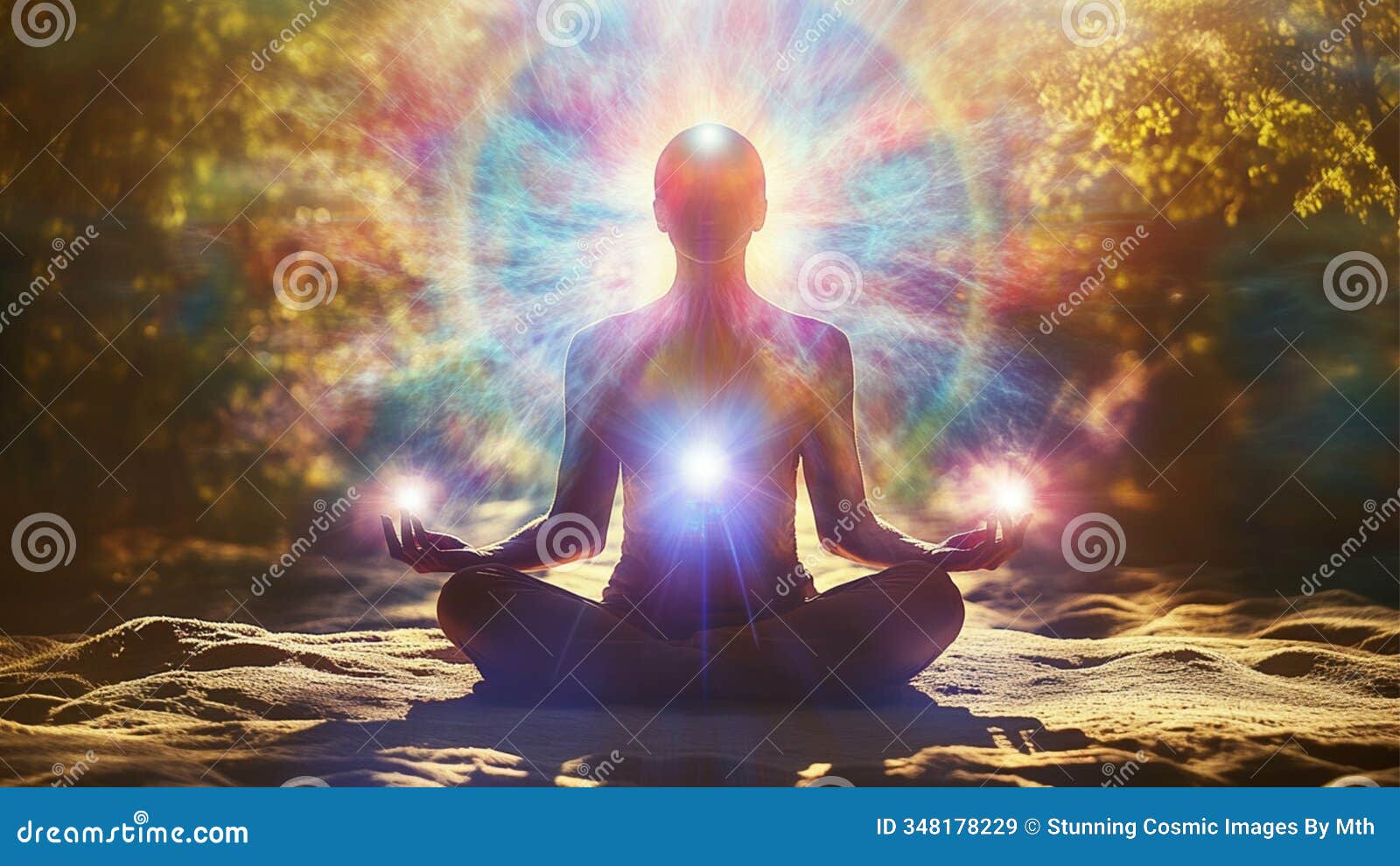 Peaceful Meditating Woman in Spiritual Enlightenment (Kundalini ...