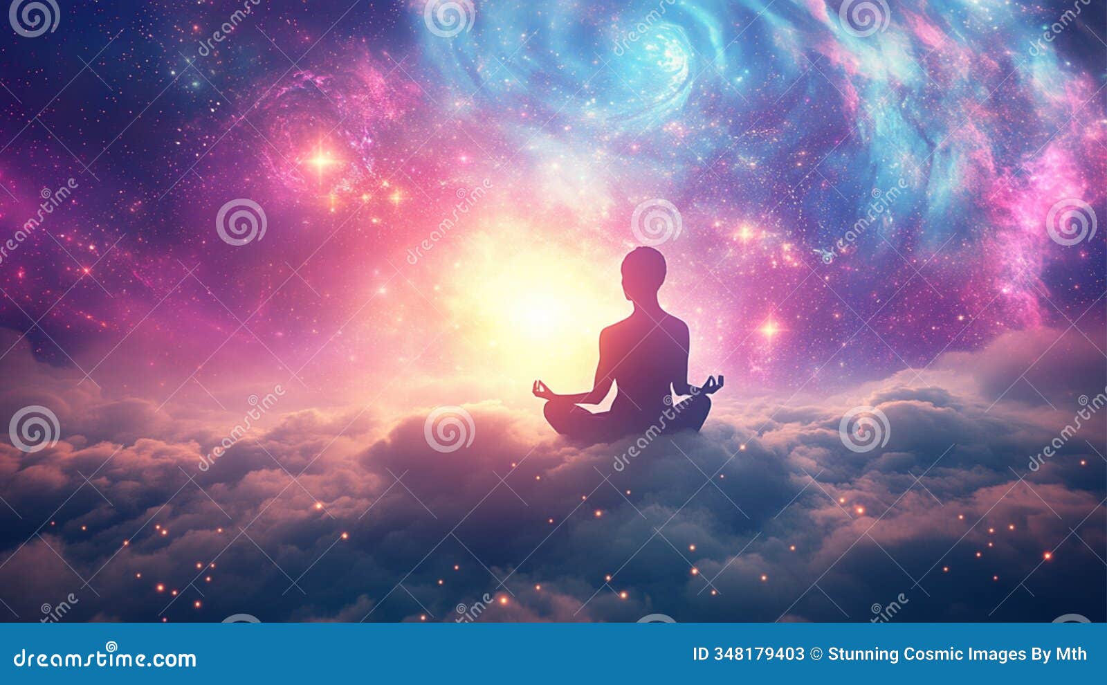 Peaceful Meditating Woman in Spiritual Enlightenment (Kundalini ...