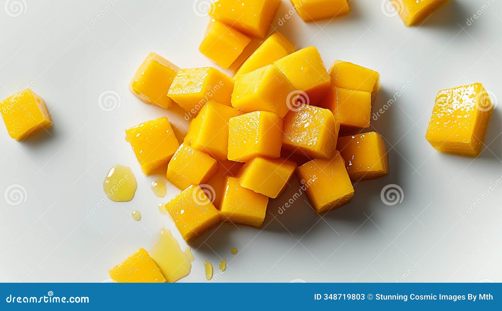Fresh, Juicy, Organic, Delicious, Tropical Mango Fruit Slices and Cube Pieces in a White ...