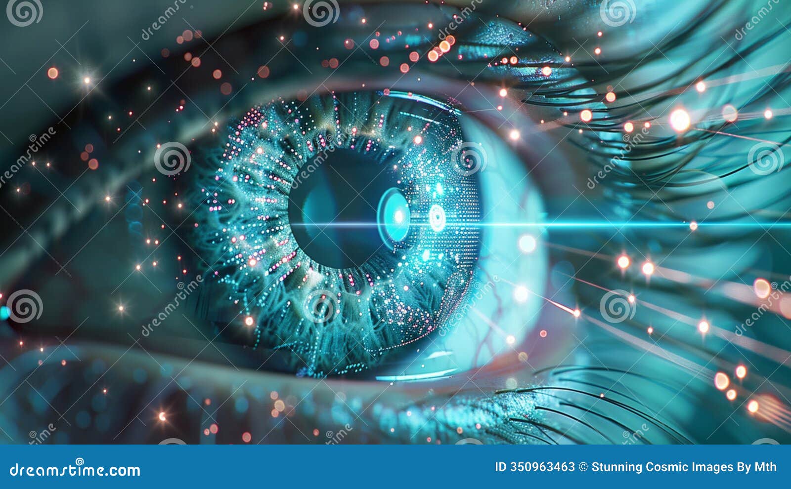Futuristic High Tech Cybernetic Holographic AI Human Eye Processing ...