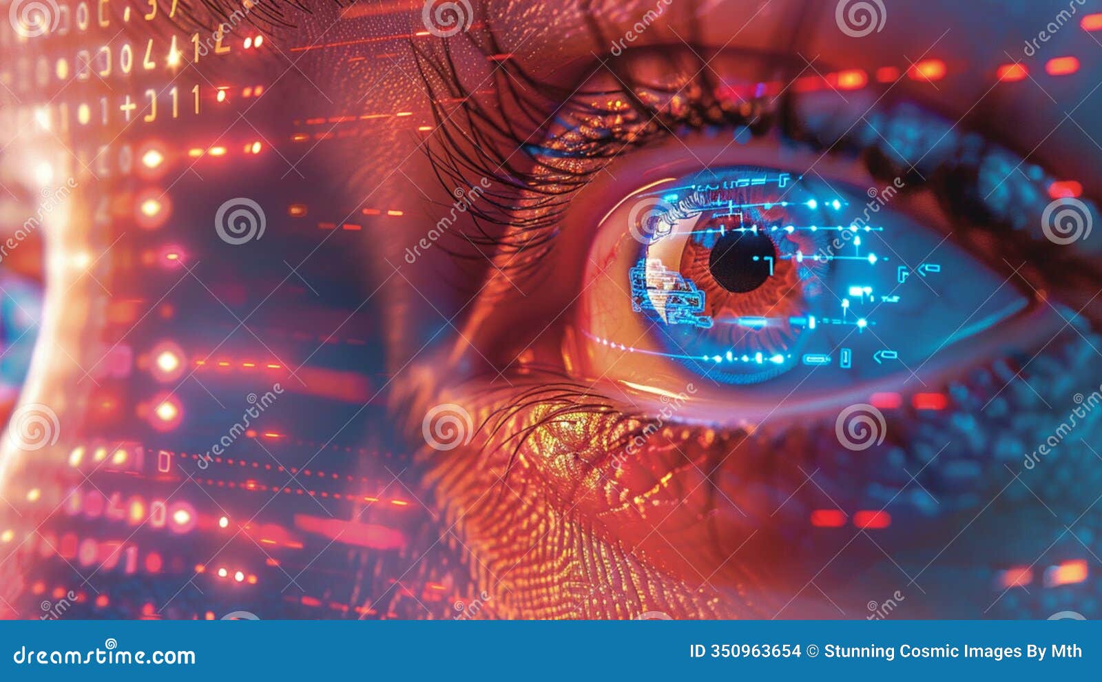 Futuristic High Tech Cybernetic Holographic AI Human Eye Processing ...