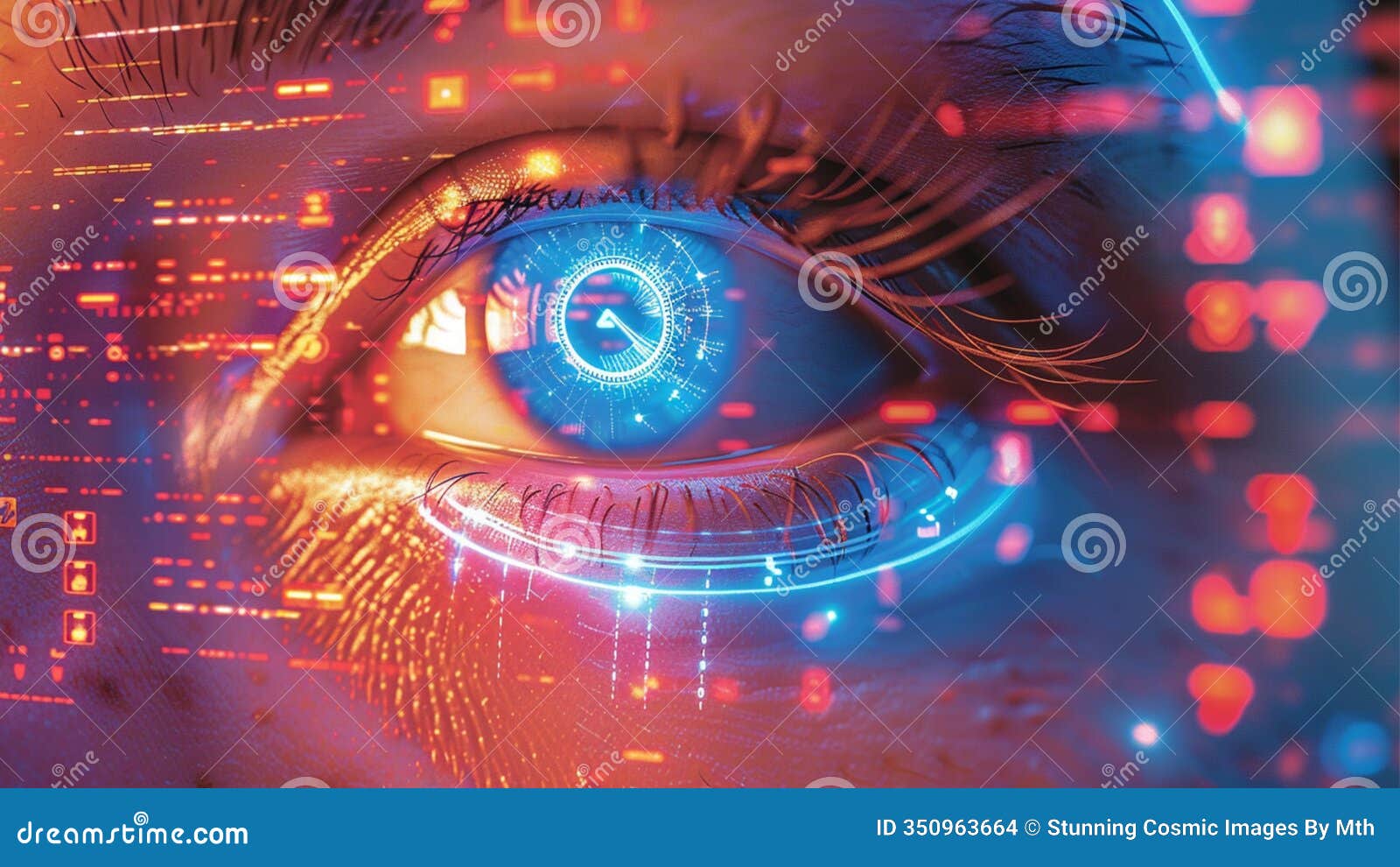 Futuristic High Tech Cybernetic Holographic AI Human Eye Processing ...
