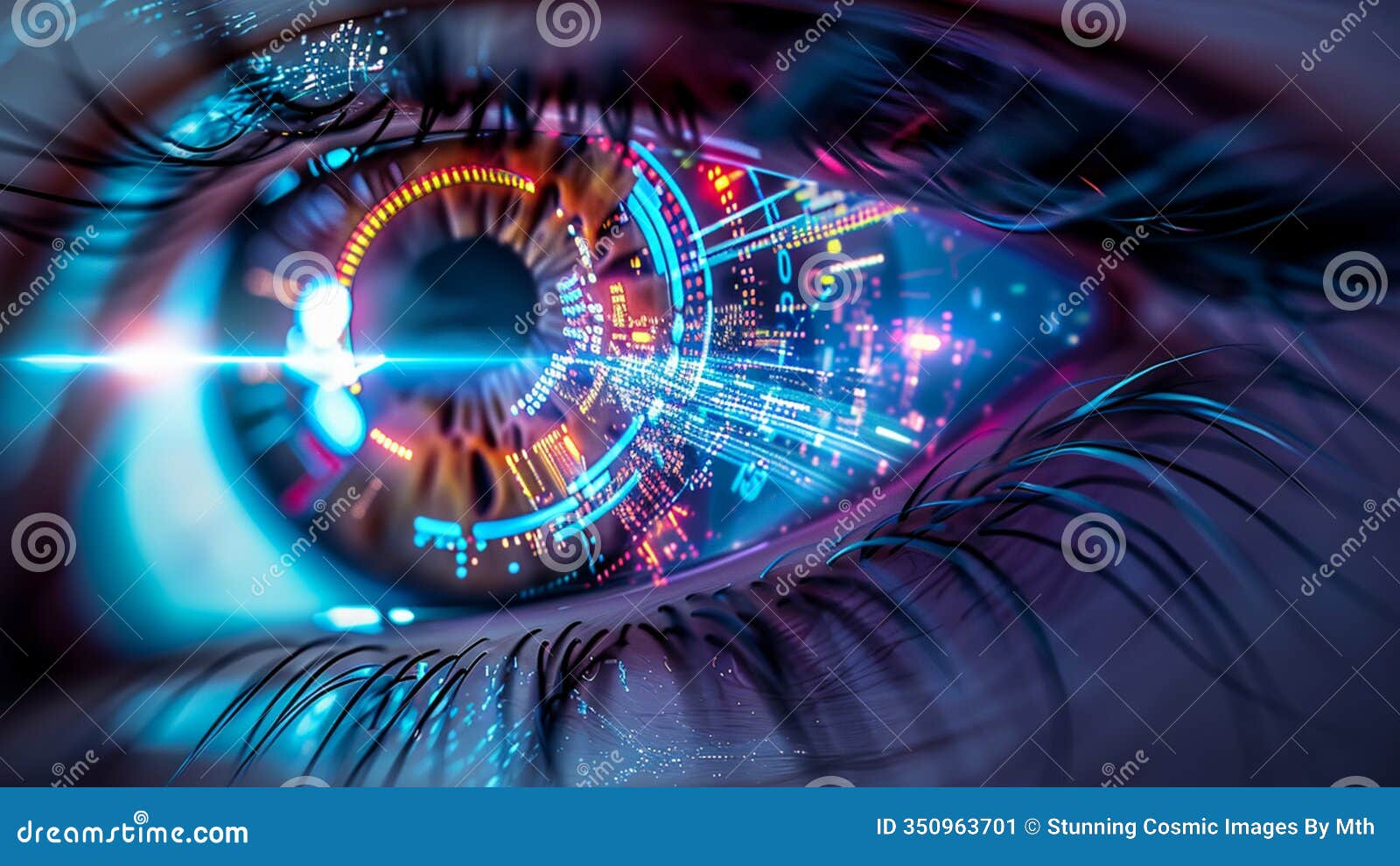 Futuristic High Tech Cybernetic Holographic AI Human Eye Processing ...