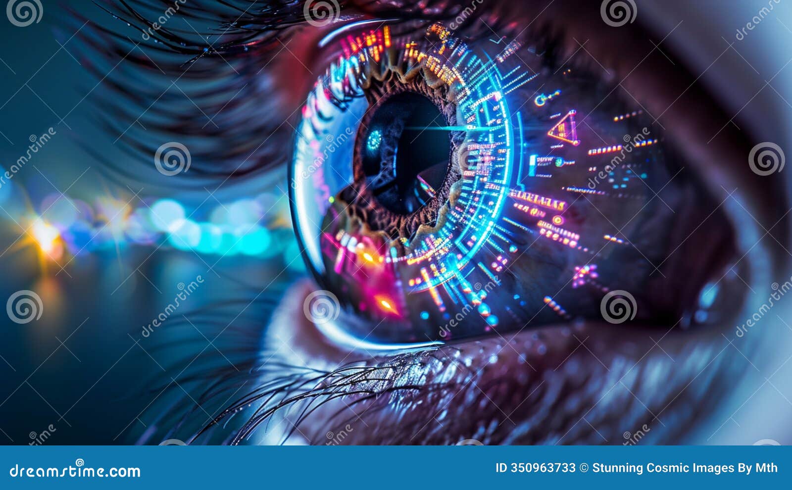 Futuristic High Tech Cybernetic Holographic AI Human Eye Processing ...