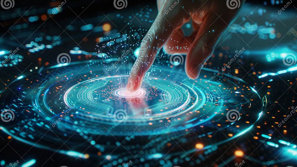 Fingerprint Biometric Security Virtual Digital Hand Encrypted Data ...