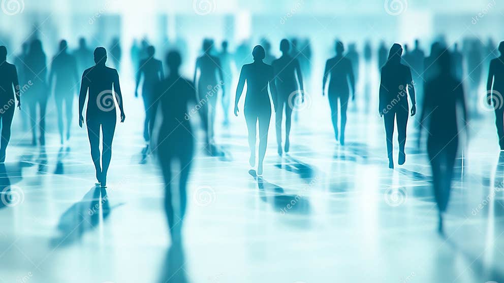 Matrix People Silhouettes Walking in the Streets (Humanity, Humankind ...