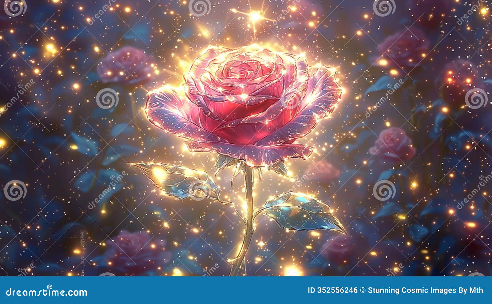 Fantasy Fairytale Magical Red Rose Garden Under a Golden Sunshine ...