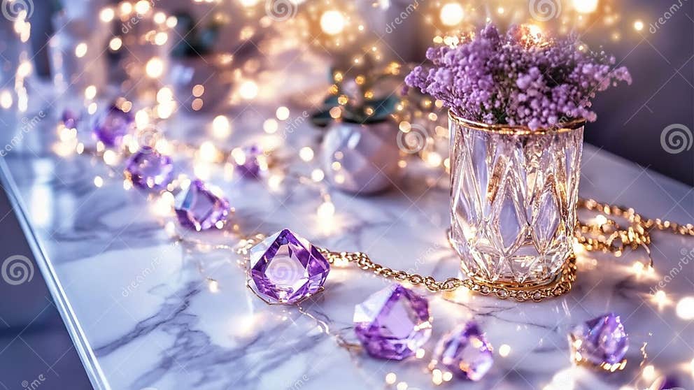 Shining Glowing Scintillating Spiritual Lilac Purple Crystals Gems Tied ...