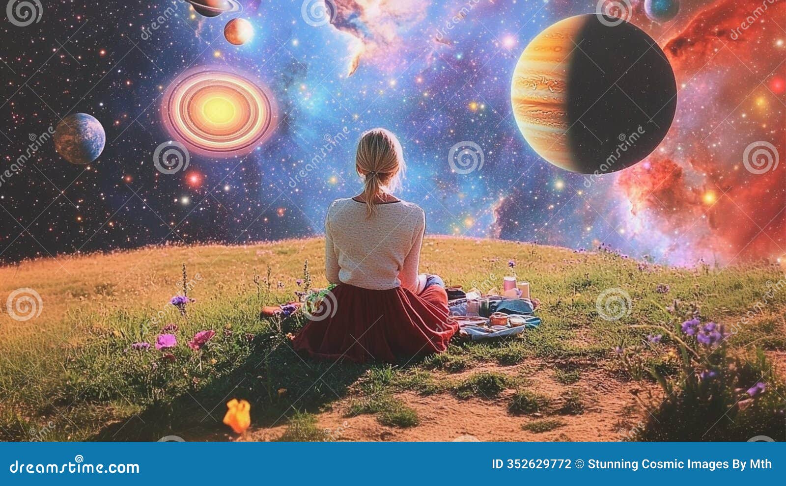 Pleiadian Starseed Woman Dreaming Daydreaming and Stargazing in a ...