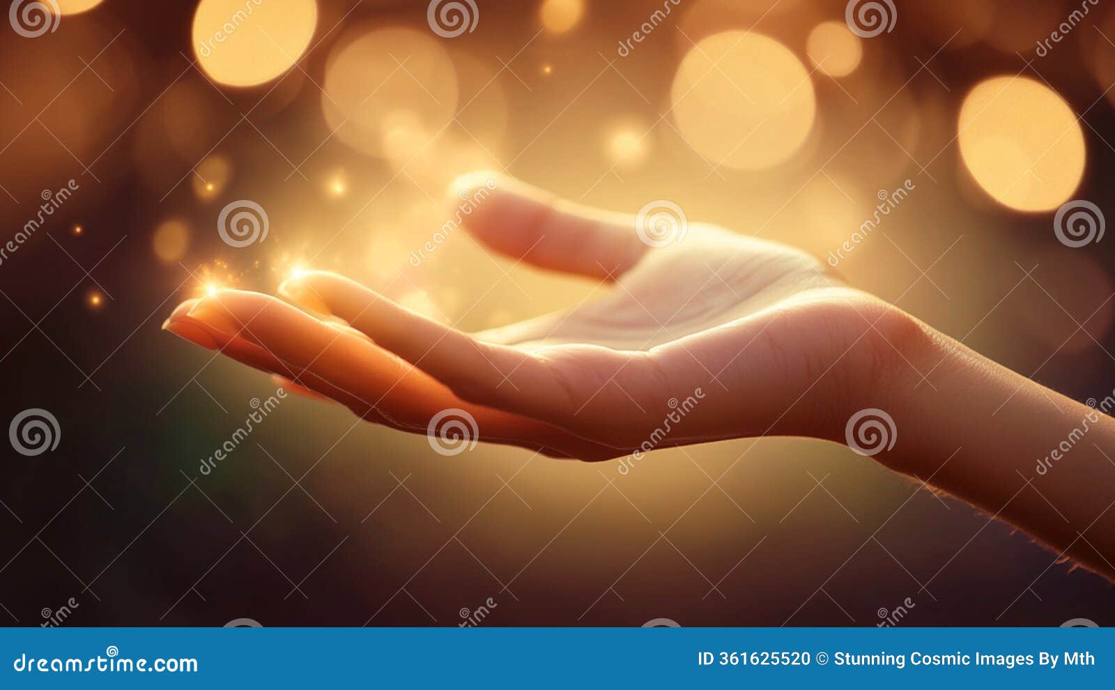A Hand in a Bright Shining Glowing Background with Bokeh (Hope, Faith ...