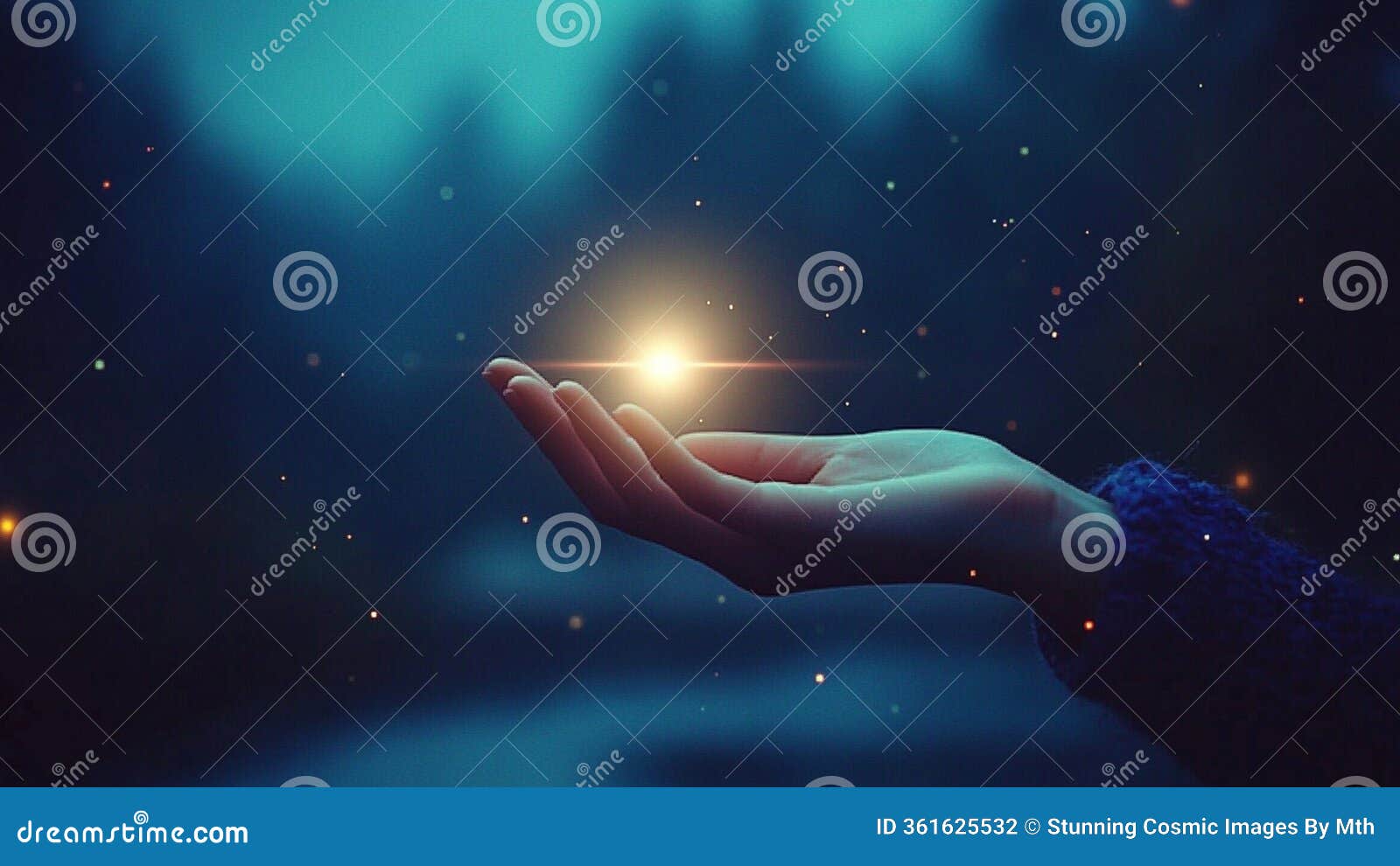 A Hand Holding a Bright Shining Glowing Light Star (Hope, Faith ...