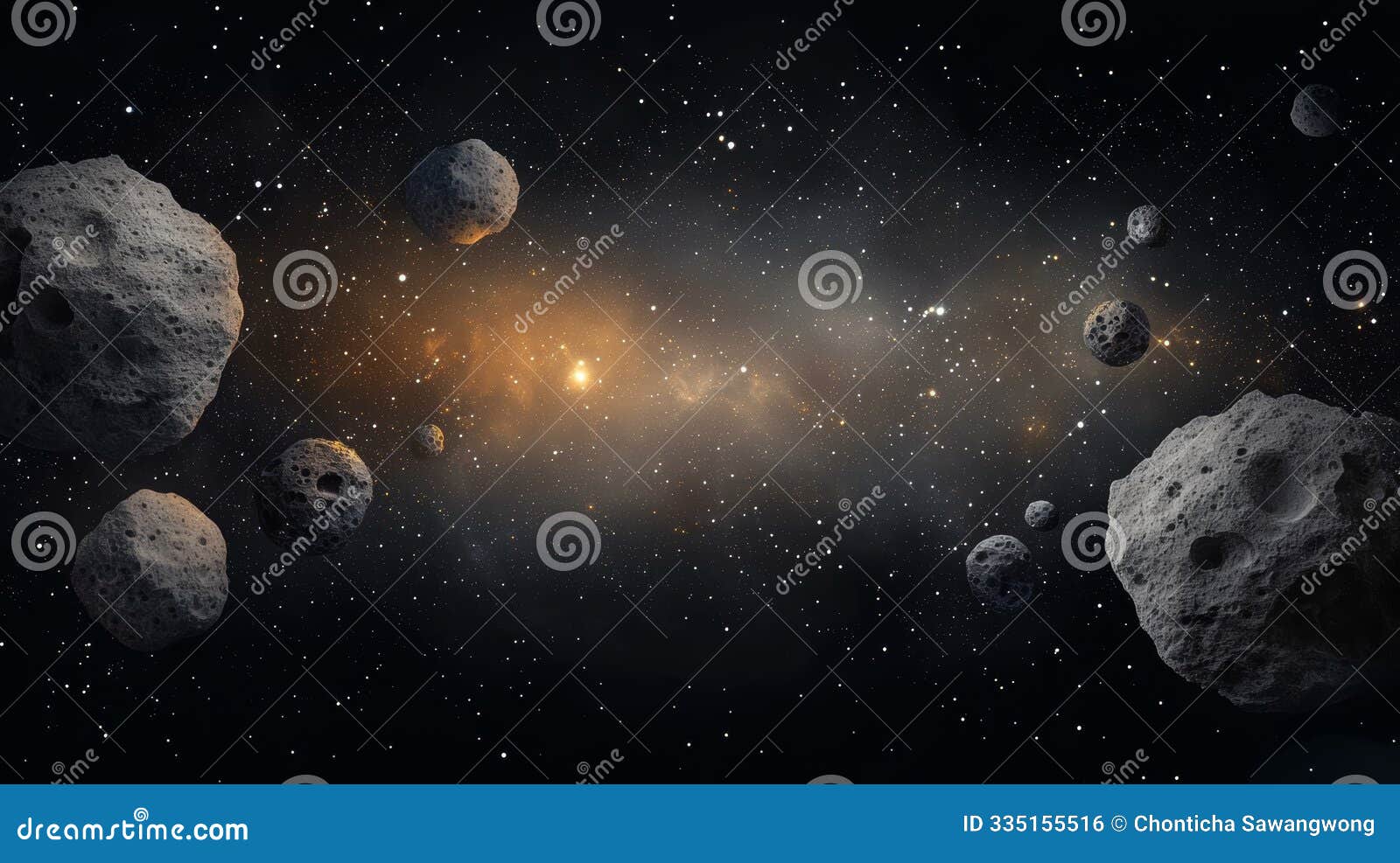 A Stunning Cosmic Scene Featuring Asteroids Floating in Deep Space with ...