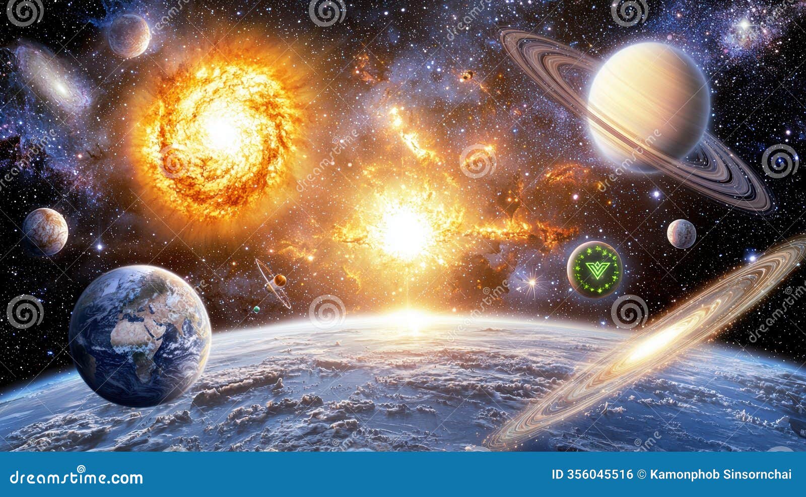 Stunning Cosmic Scene Planets Nebulae and Exploding Stars in Vivid ...