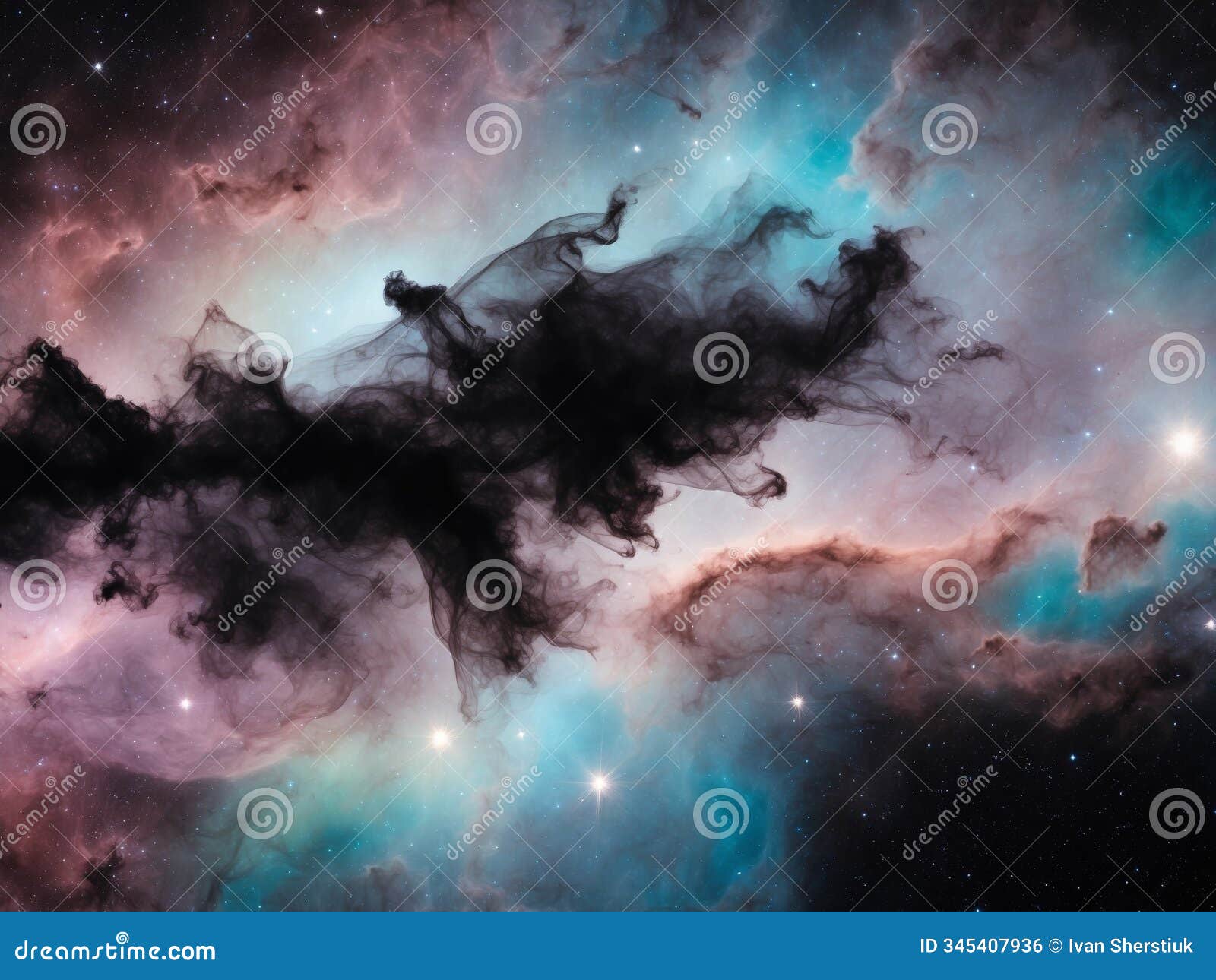 Stunning Cosmic View of Interstellar Nebula with Dark Dust Lanes Star ...