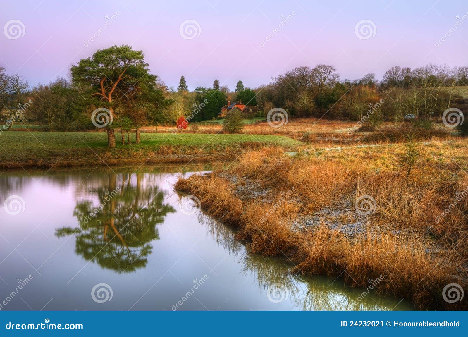 Stunning Countryside Landscape with River Stock Image - Image of flora ...