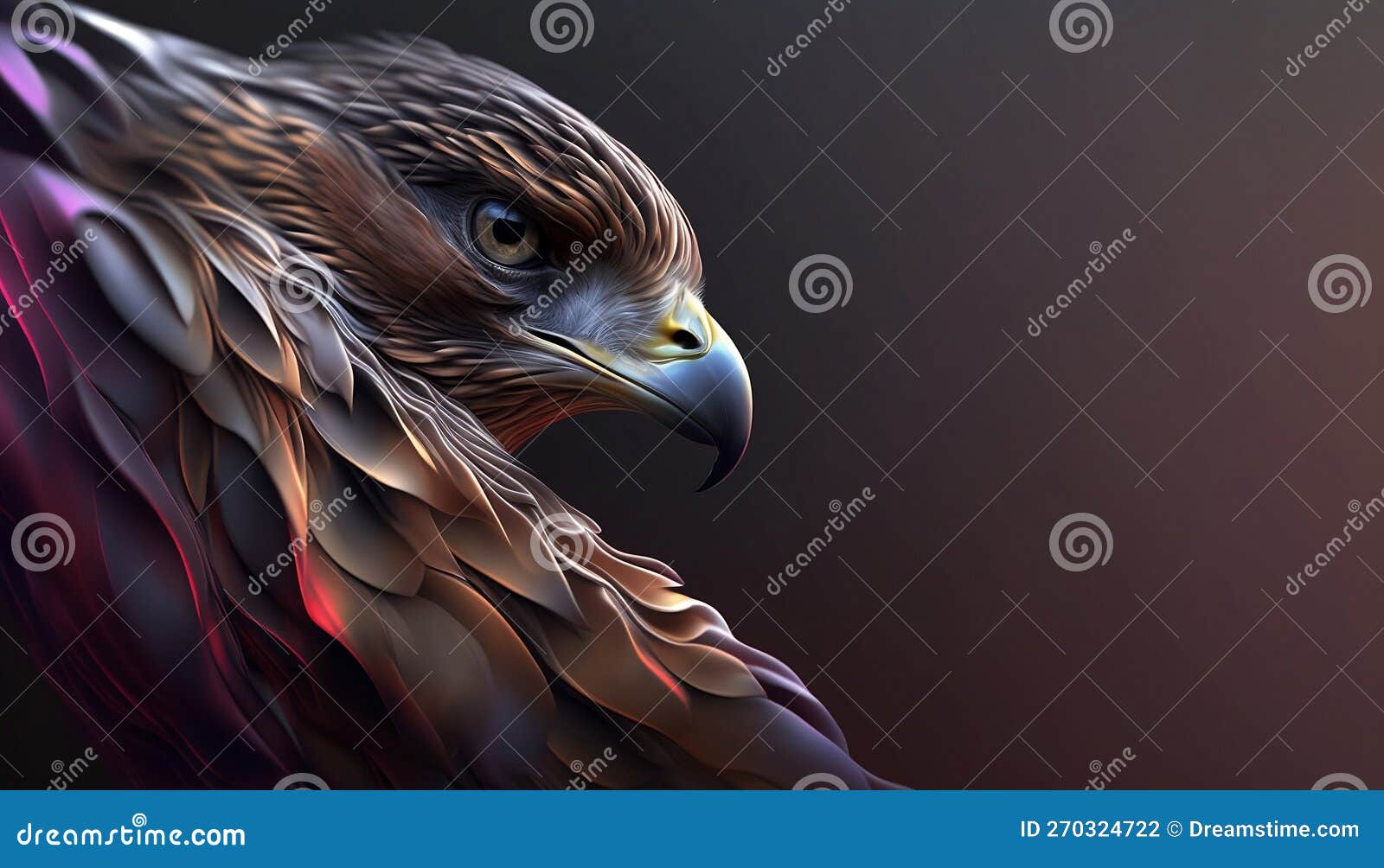 3D Abstract Eagle Hawk Wild Animal on Dark Background, Generative AI ...