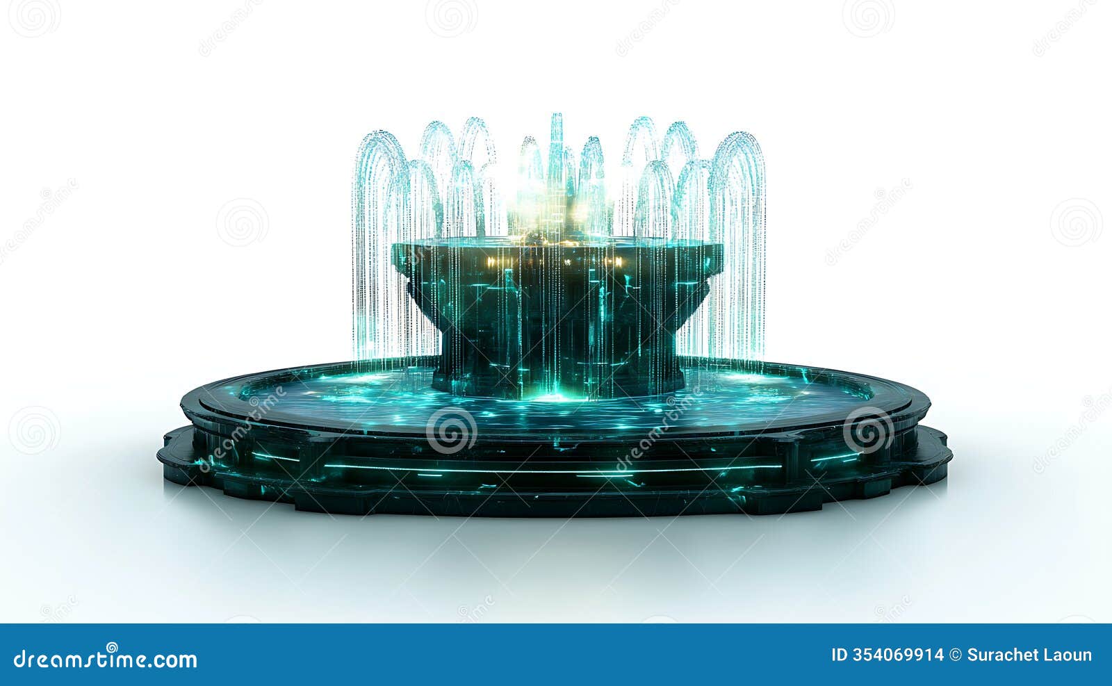 Stunning 3D Art Deco Fountain with Glowing Water Streams, Creating ...