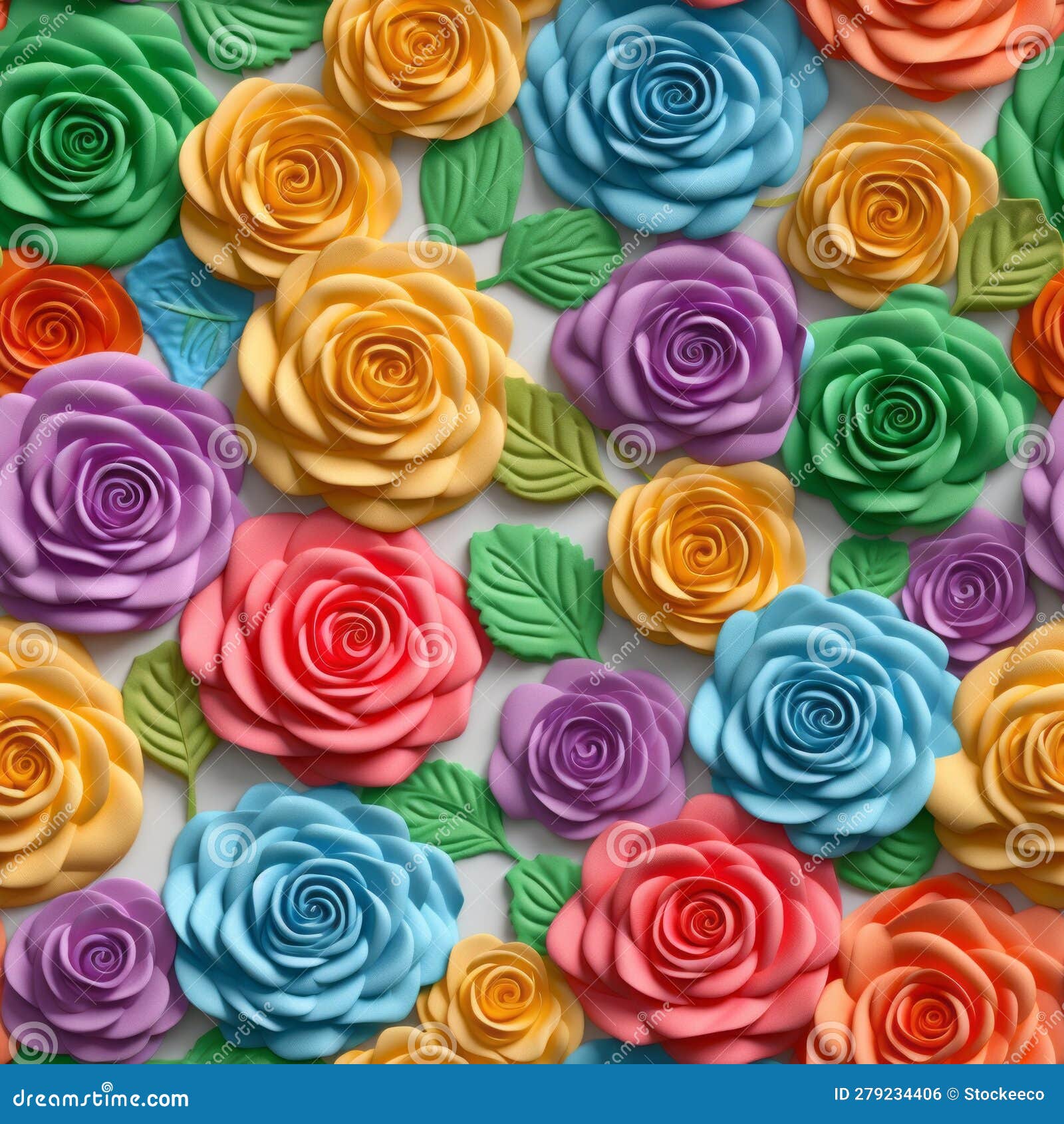 3d Rose Embossed Multi-coloured Roses and Rosebuds Stock Illustration ...