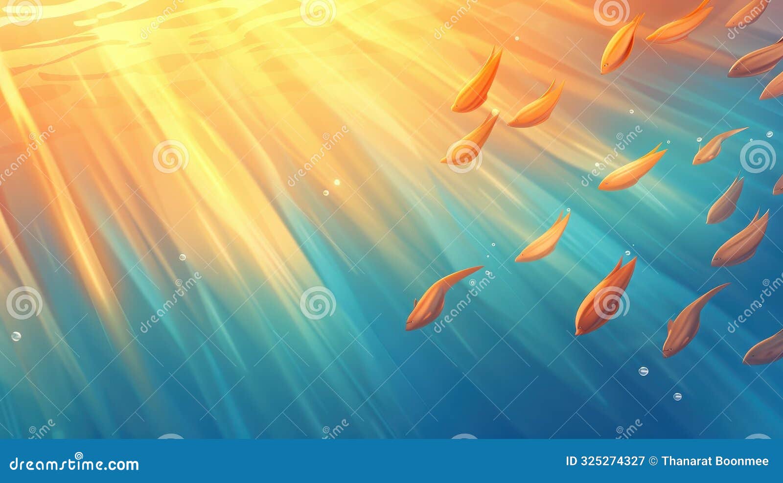 Stunning 3D Illustration of Sun Rays Streaming Underwater Stock ...