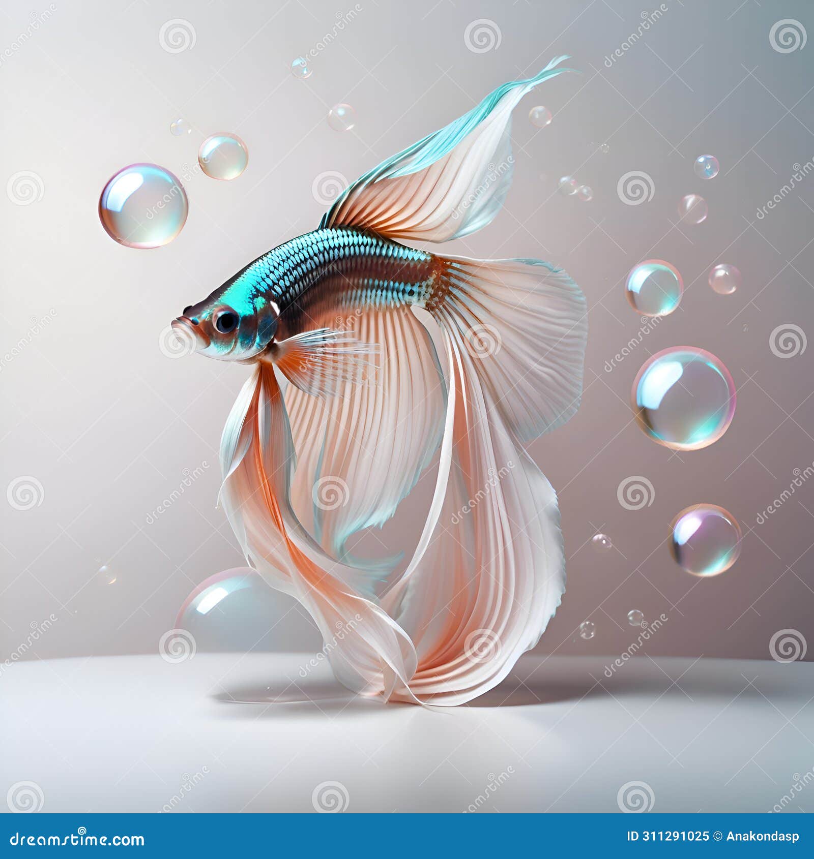 Stunning 3D Render Artwork Background with Beautiful Azure Betta Fish ...