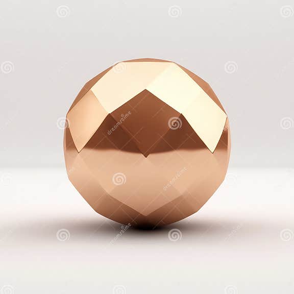 Abstract Copper Geometric Sphere 3D Render Shiny Gold Low Poly ...
