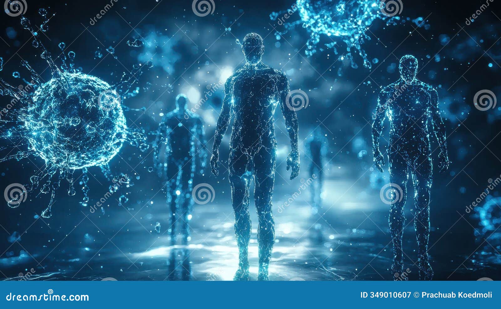Digital Humans & Virus: Sci-Fi Concept Art Stock Illustration ...