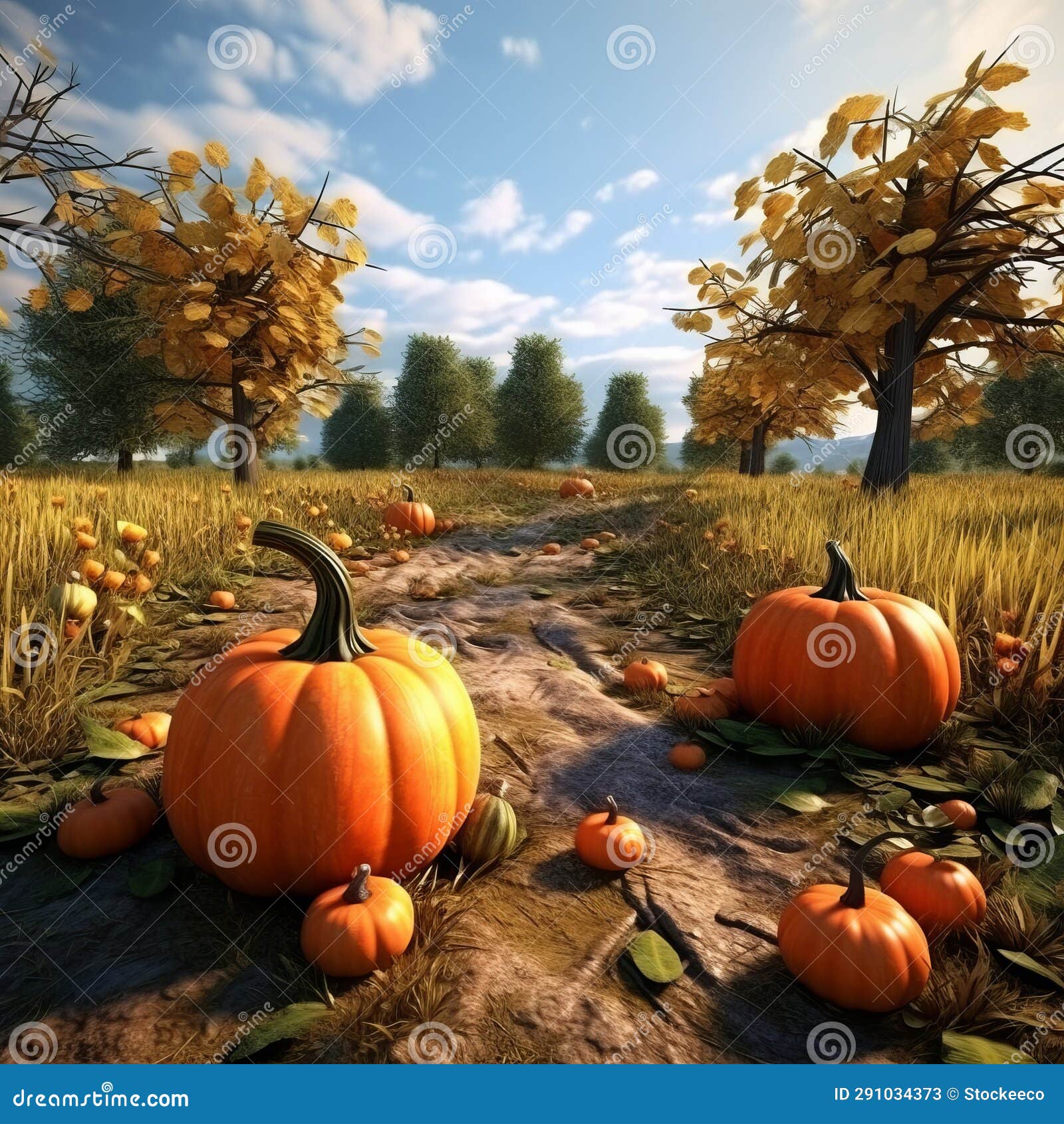 Stunning 3d Render of Pumpkins in a Cryengine Style Field Stock ...