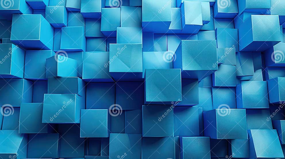 Blue Geometric Cube: Abstract 3D Rendered Shape Design Stock ...