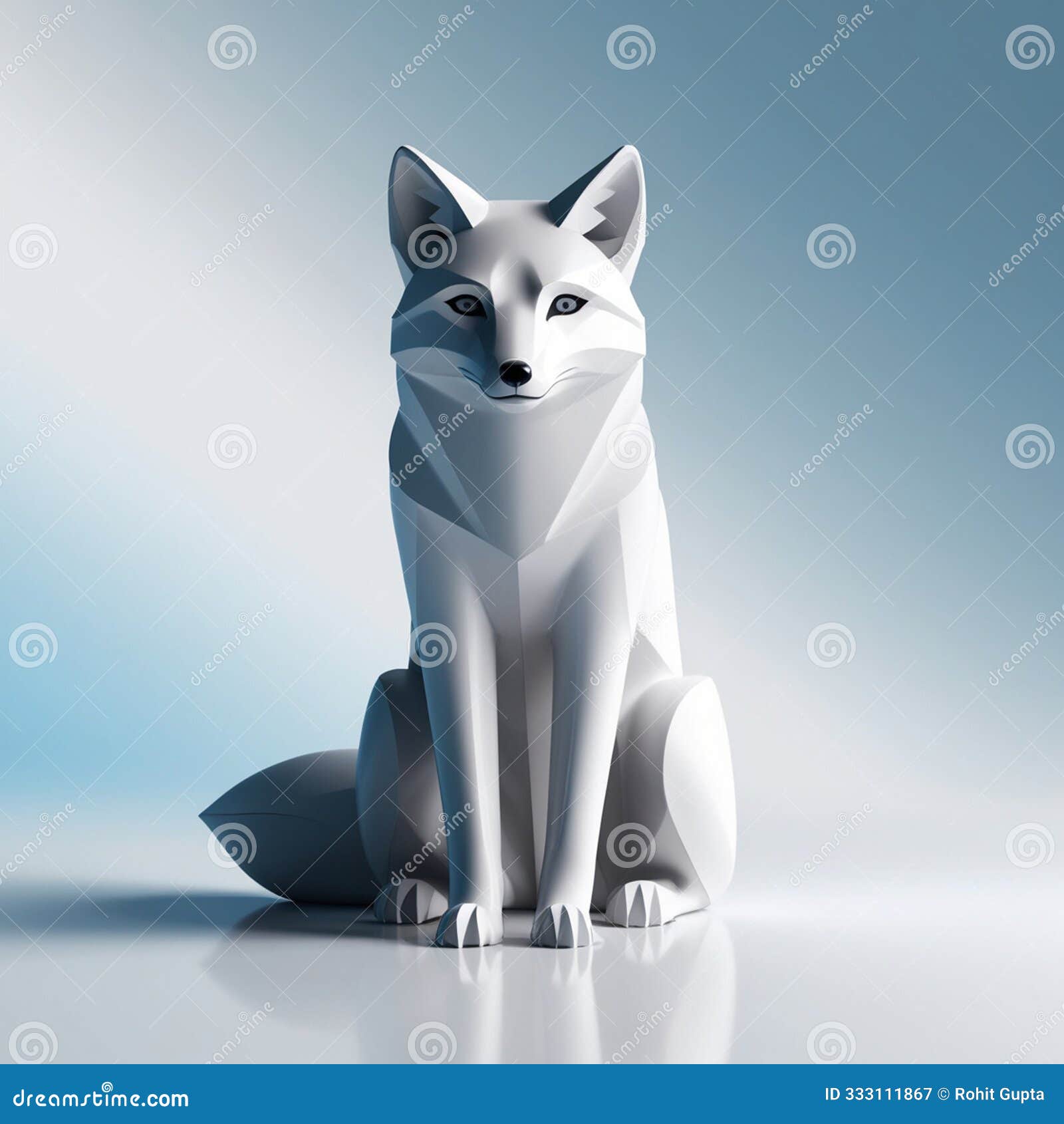 Geometric Arctic Fox - a Minimalist 3D-Rendered Marvel Stock ...