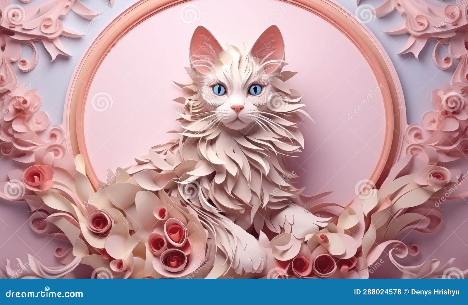 A Stunning 3D Rendering of a Kitty in Rococo Style, Crafted from Hand ...