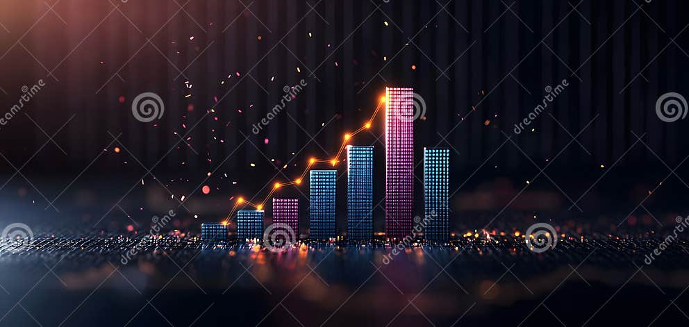 A Stunning 3D Visualization of a Financial Bar Chart Demonstrating ...