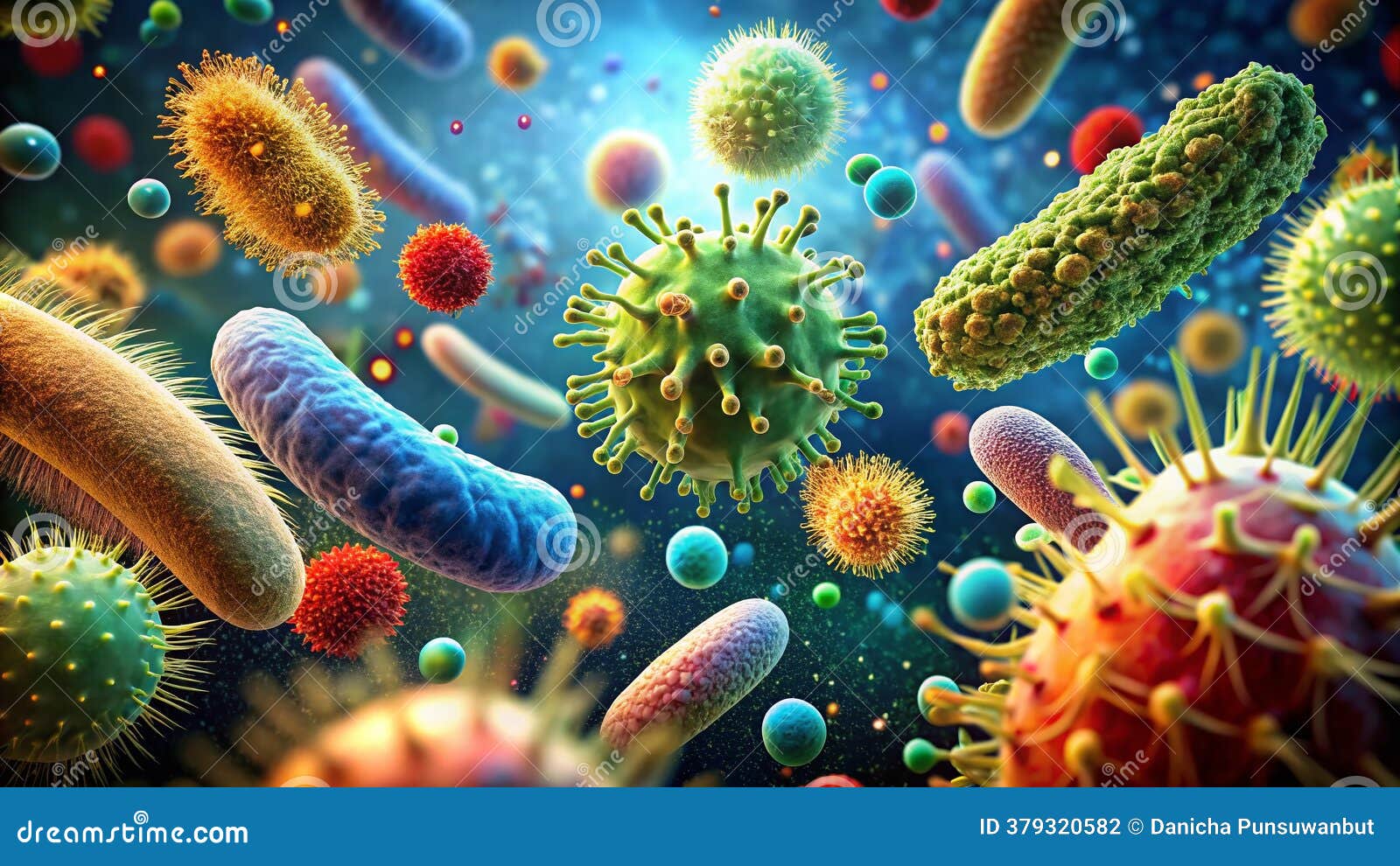 Bacterial Diversity. Microscopic View Of Various Bacteria Species ...