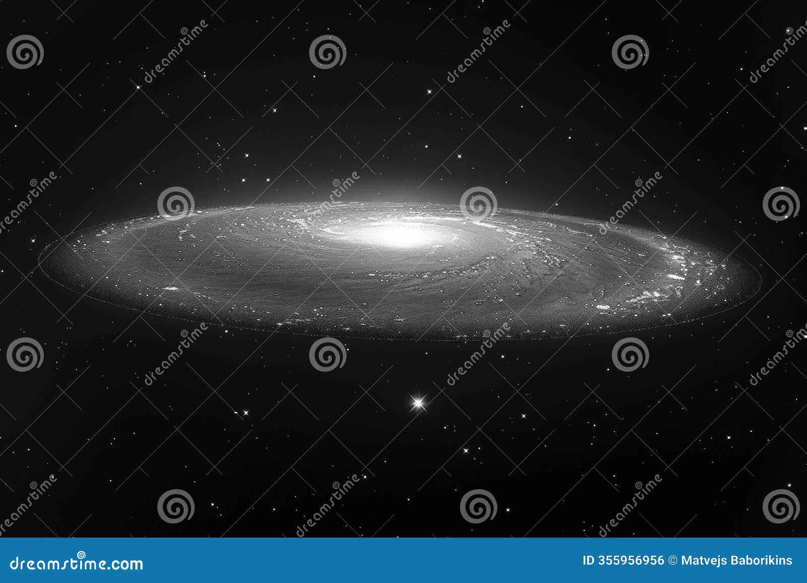 Stunning Deep Space Spiral Galaxy with Central Black Hole in Retro ...