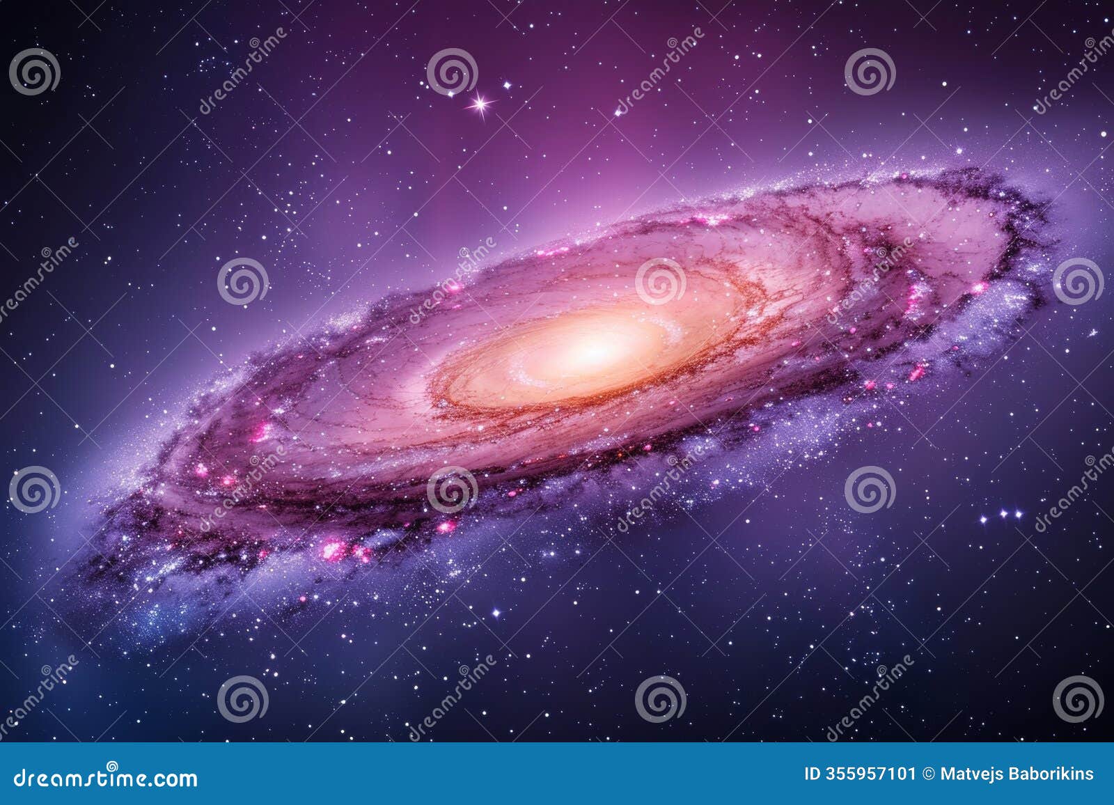 Stunning Deep Space Spiral Galaxy with a Central Black Hole in Retro ...